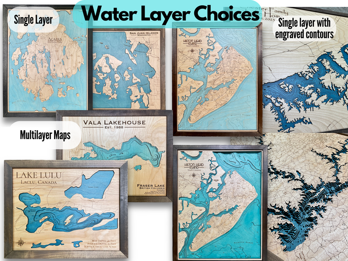 Custom Wood Engraved Lake Maps – Map Cuts