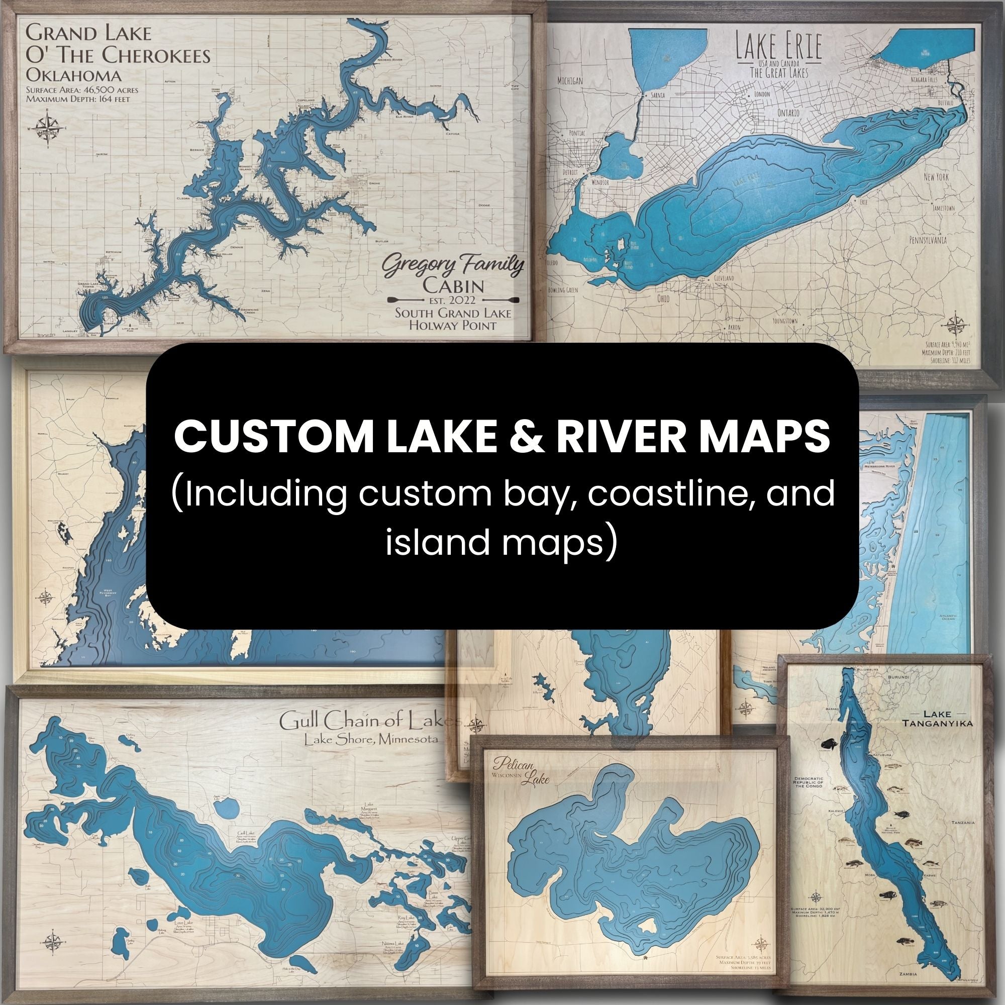3D lake house decor – Map Cuts