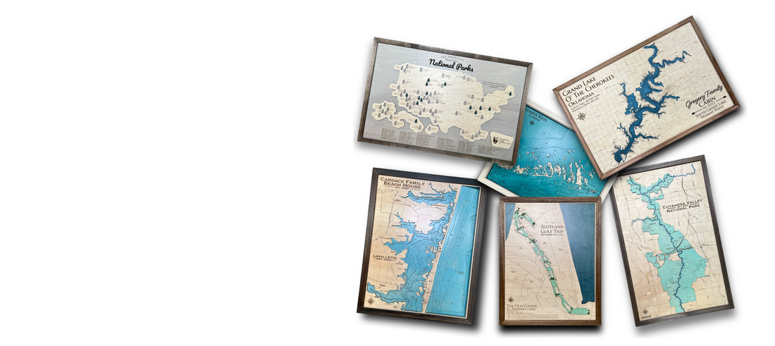 MapCuts - Custom Laser cut maps | Golf Maps | lake maps | City Maps