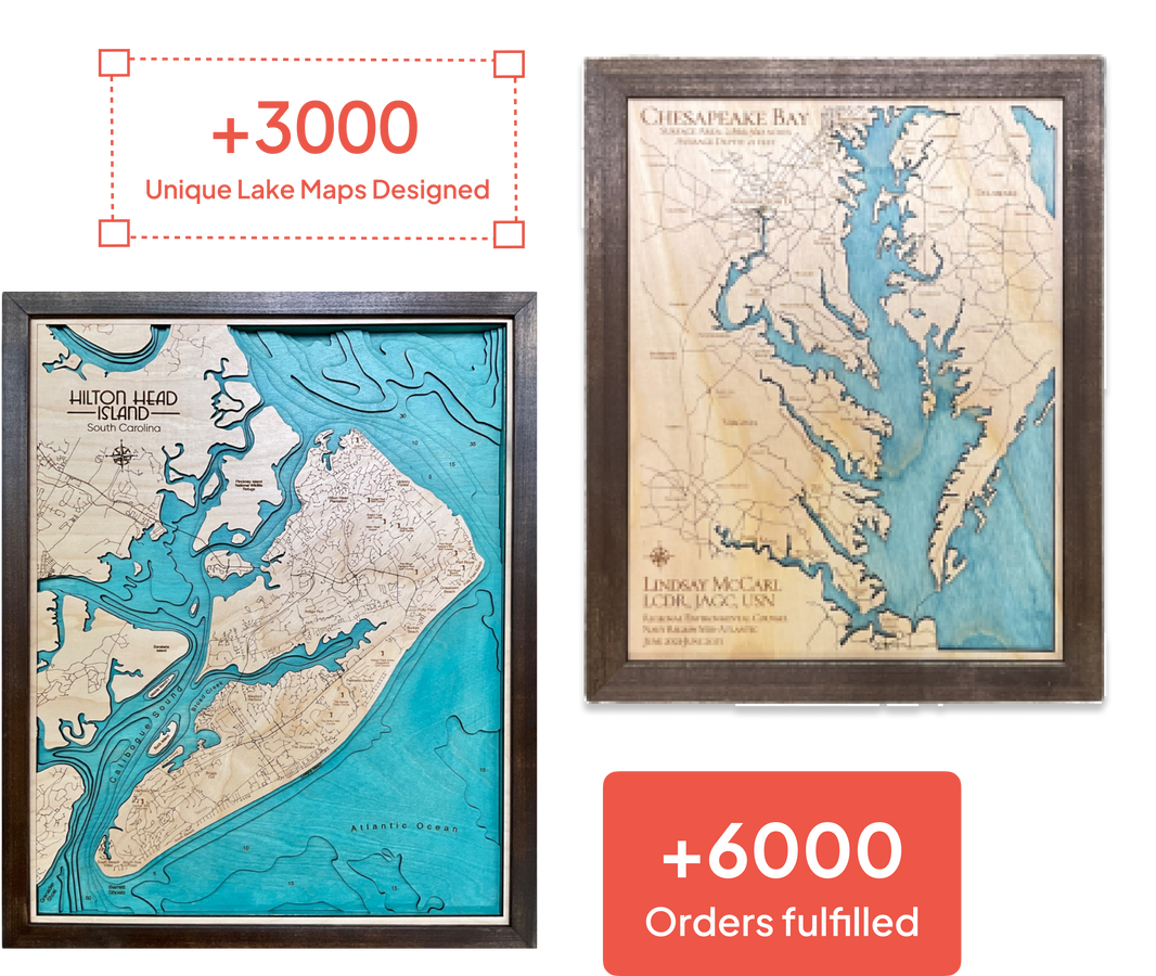 MapCuts - Custom Laser cut maps | Golf Maps | lake maps | City Maps