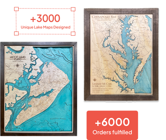 MapCuts - Custom Laser cut maps | Golf Maps | lake maps | City Maps