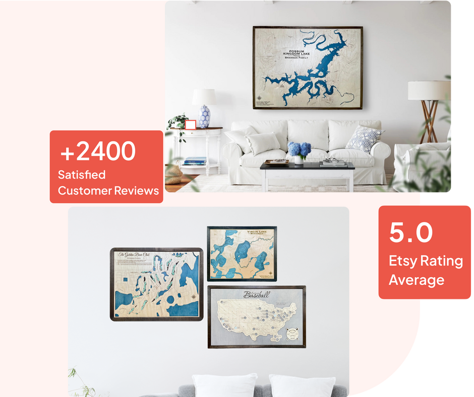 MapCuts - Custom Laser cut maps | Golf Maps | lake maps | City Maps