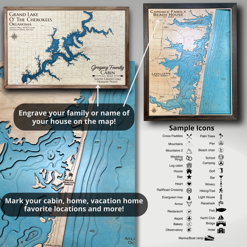 Custom Wood Lake & River Maps – Map Cuts