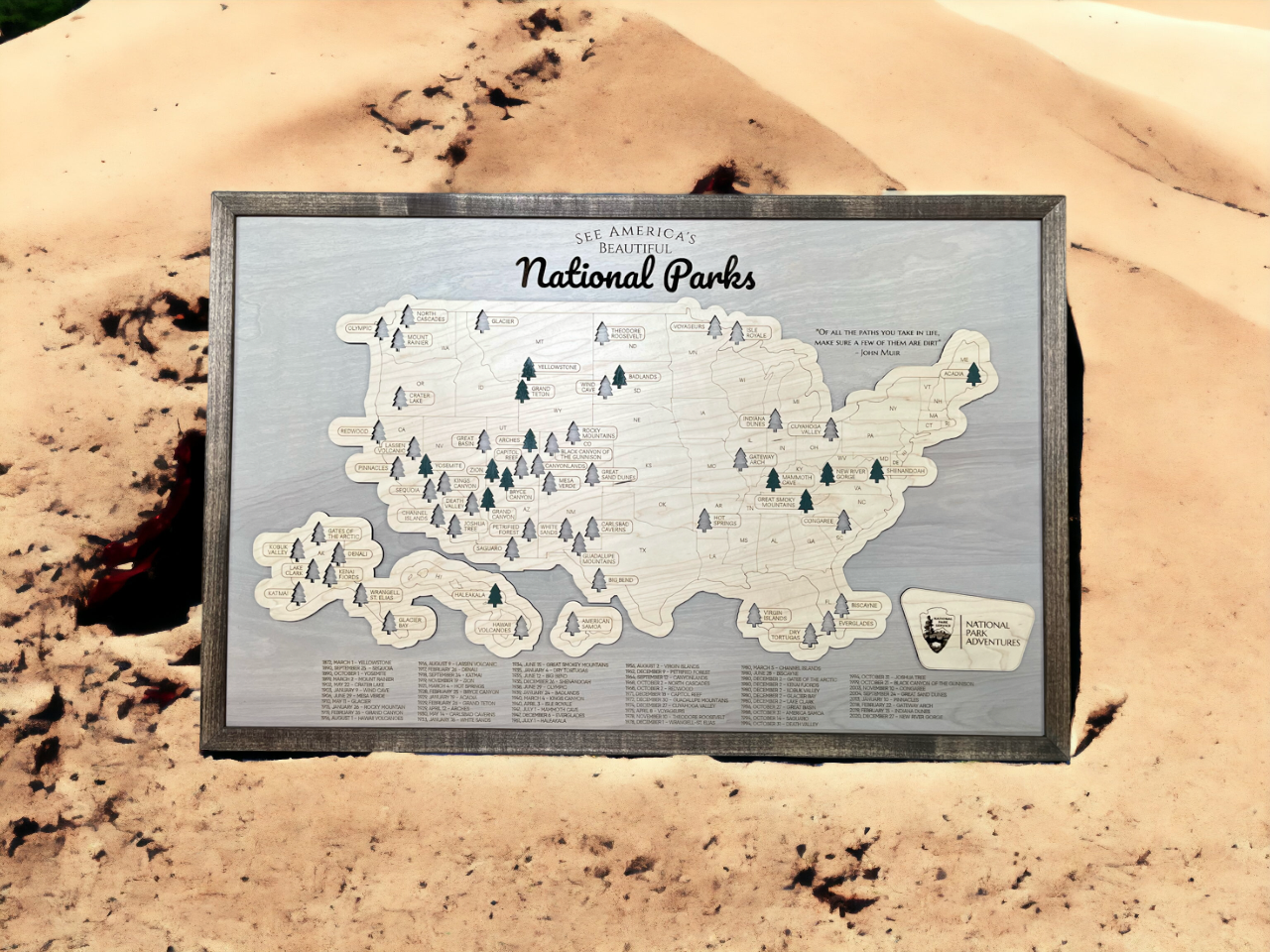 National Park Travel Map | 3D Custom Wooden Wall Decor with Pins – Map Cuts