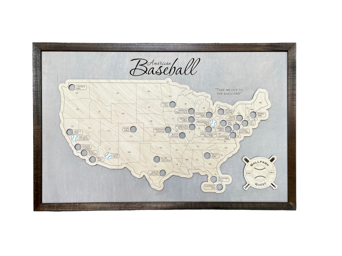 Baseball Stadium Travel Map | Custom 3D Wood Sports Wall Art – Map Cuts