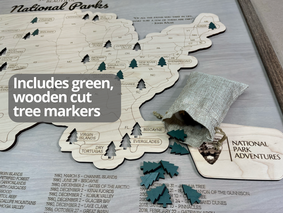 National Park Travel Map | 3D Custom Wooden Wall Decor with Pins – Map Cuts