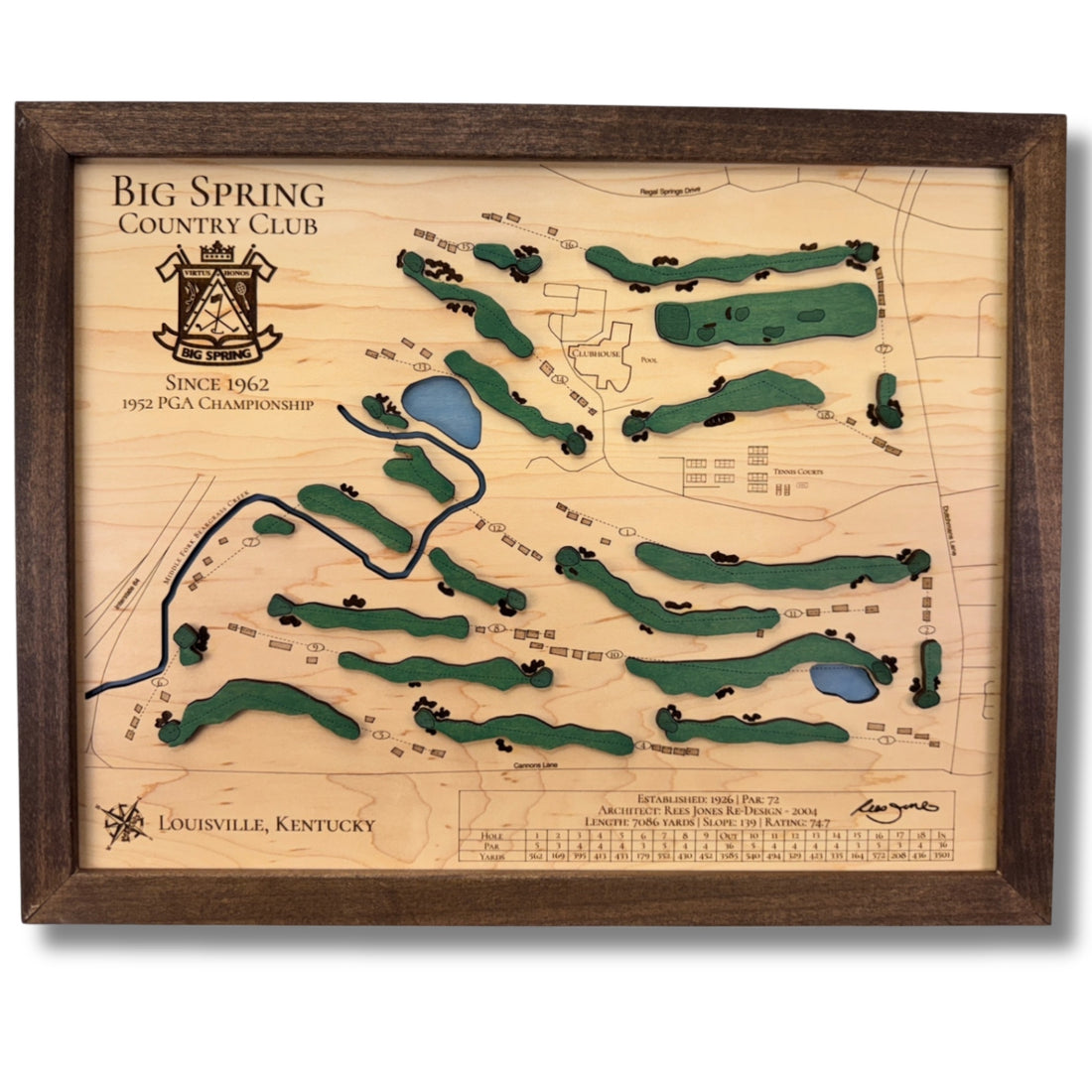 Big Spring Country Club Map | 3D Custom Wood Golf Course Decor – Map Cuts